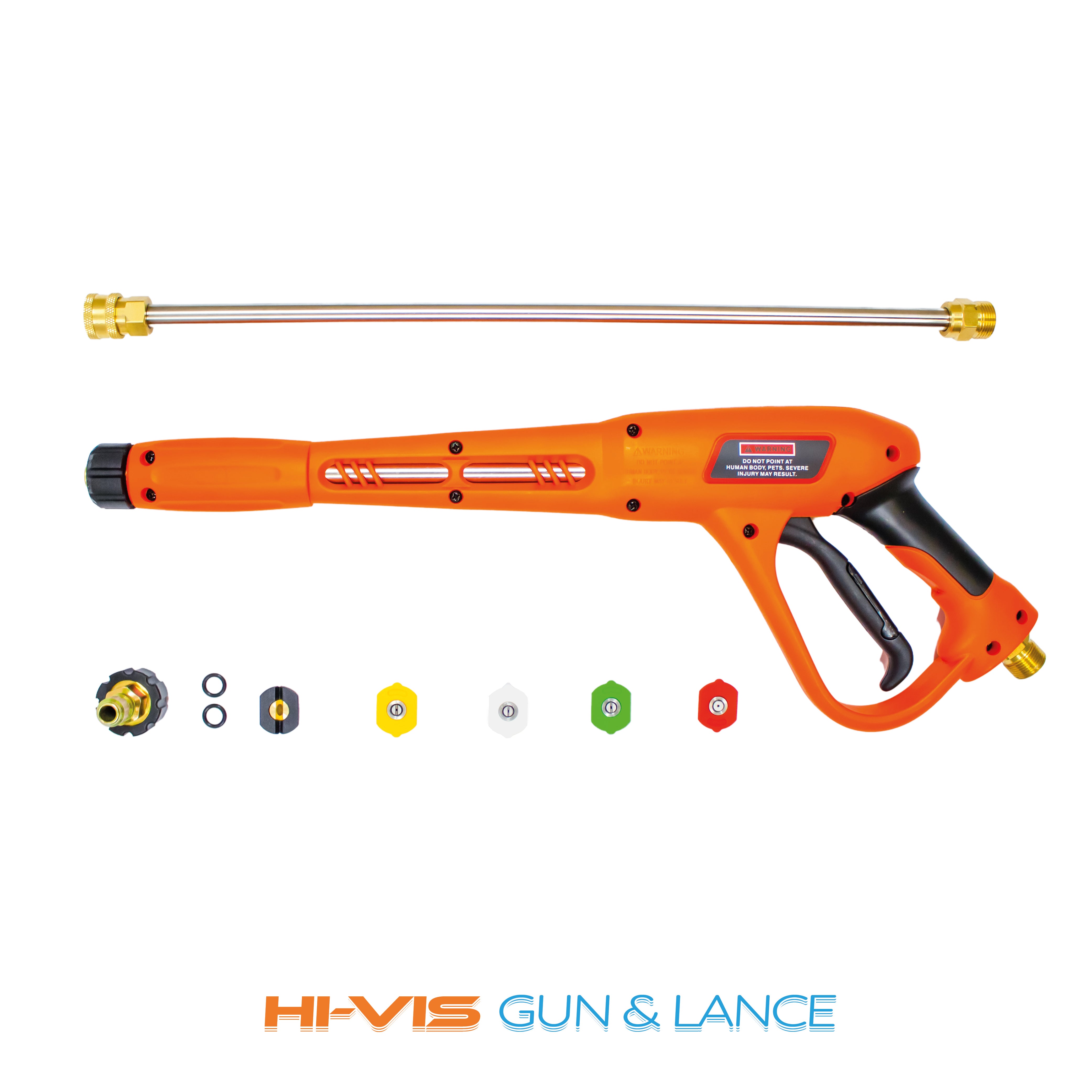 Hi-Vis Orange Heavy Duty Industrial High Pressure Trigger Gun & nozzle ...
