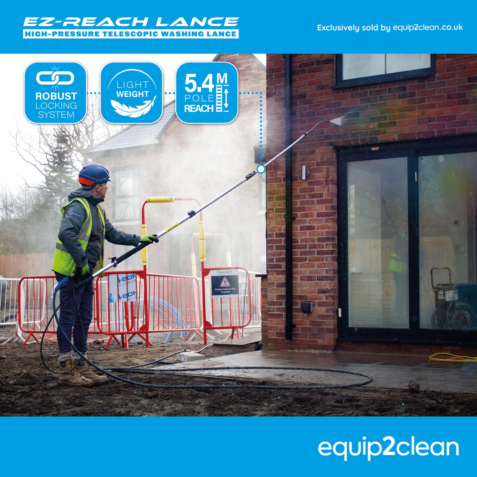 5.4m (18') Lightweight TelescopicLance for Pressure Washer (1/4" QR ...